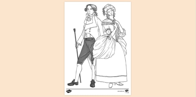 FREE! - Georgian Man and Woman Colouring Sheet | Colouring Sheets
