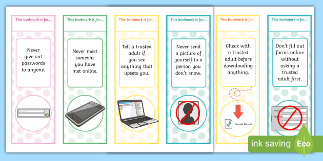 KS1 Online Safety Bookmarks (Teacher-Made)