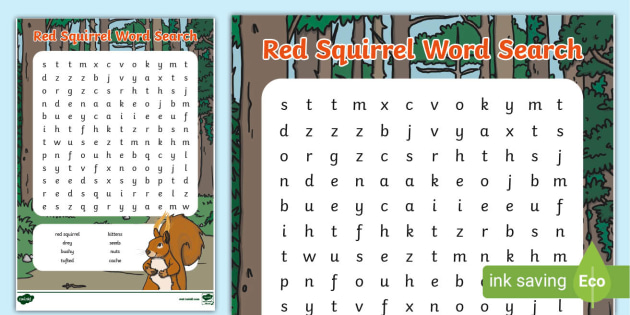 Red Squirrel Word Search