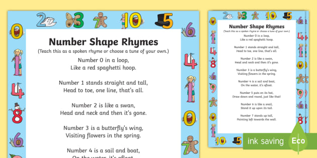 Number Shapes Rhyme (teacher made)