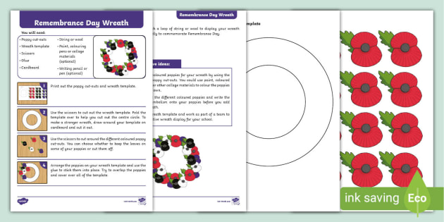 Make Your Own Remembrance Day Poppy Wreath Activity - KS2