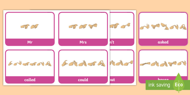 Fingerspelling Phase 5 Practice High-Frequency Words Flashcards