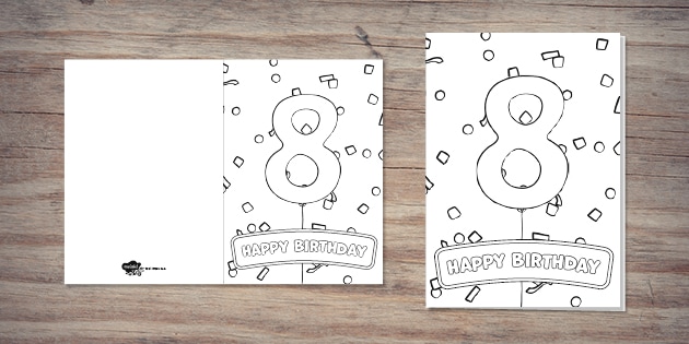 8th Birthday Balloon Colouring Card | Twinkl Party