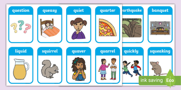 Two Syllable QU Playing Cards Ι F-2 Phonics Resources