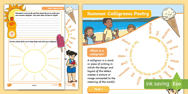 Poetry Activity Summer Calligrams (teacher made)