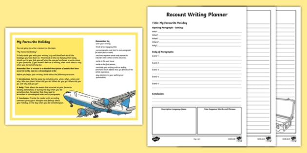 Year 5 Holiday Recount Activity - Parents - English