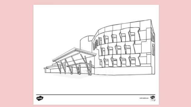 FREE! - Scottish Parliament Building Colouring Sheet - Twinkl