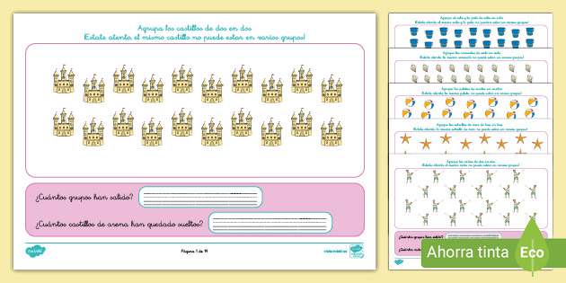 Fichas de actividad: ¡Cuento y agrupo! - Verano