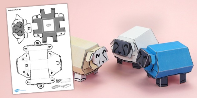 Simple 3D Sheep Paper Toy Printable Activity (teacher made)