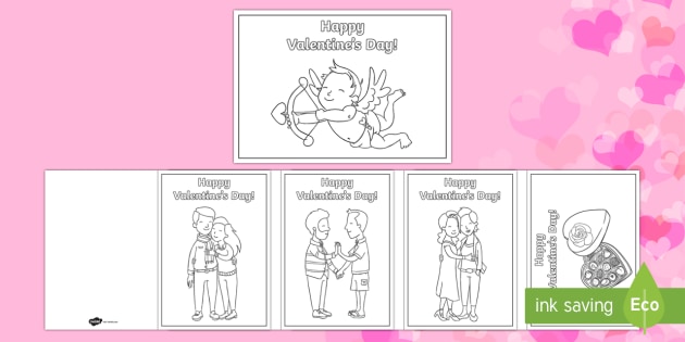 Valentine's Day Colouring in Cards (teacher made)