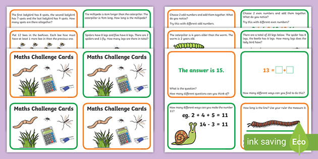Minibeast Themed KS1 Maths Challenge Cards (teacher made)