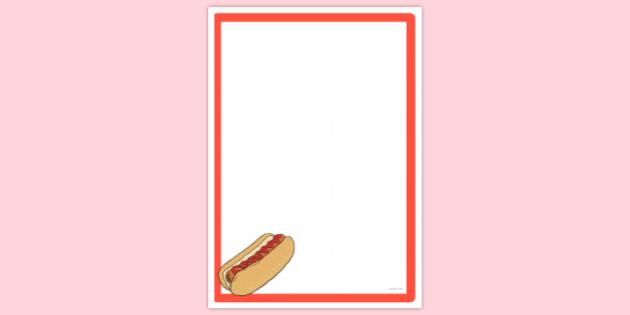 FREE! - Simple Blank Hot Dog Page Border | Page Borders | Twinkl