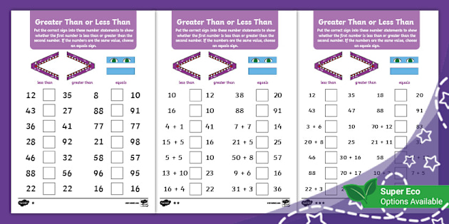 Greater Than Less Than Equal To Year 3