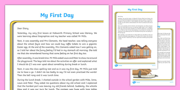 My First Day Recount Writing Sample teacher Made 