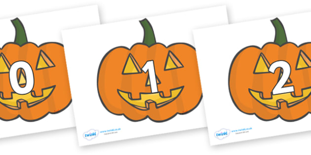 Numbers 0-100 on Jack O'lanterns (teacher made)