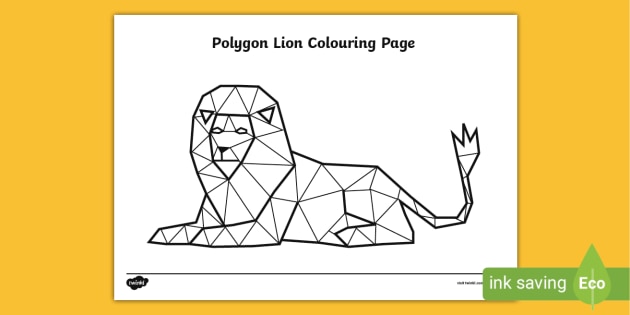 FREE! - Polygon Lion Colouring Page | Worksheet | Twinkl