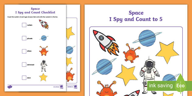 👉 Space I Spy and Count Activity to 5 (teacher made)