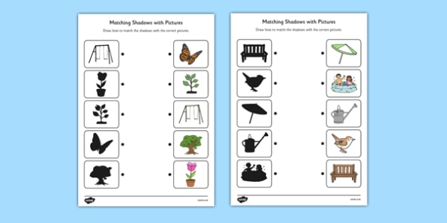 Garden Shadow Matching Worksheet (teacher made)