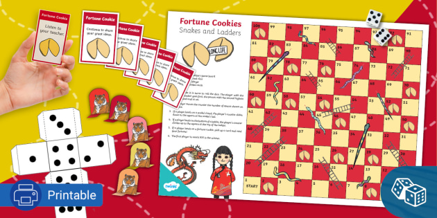 Chinese New Year fortune cookies snakes and ladders game!