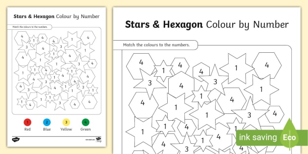 FREE! - Stars and Hexagon Colour by Number (teacher made)