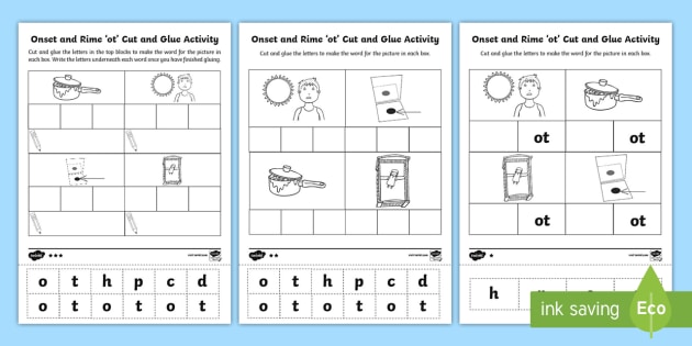Onset and Rime 'ot' Cut and Glue Differentiated Worksheet