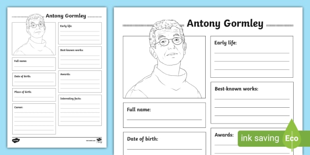 * NEW * Antony Gormley Fact File Template (teacher made)