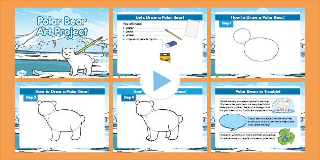 Polar Bear Art Project PowerPoint - K-2 (teacher made)