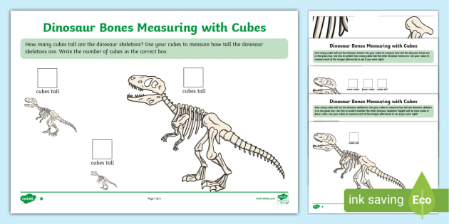👉 Dinosaur Bones Measuring with Cubes Differentiated Worksheet