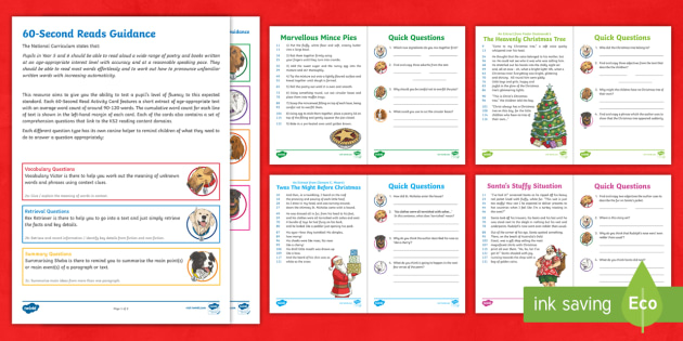 LKS2 60-Second Reads: Christmas Activity Pack (teacher made)