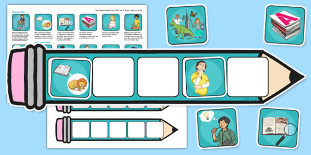 New Zealand Reading End of Year 6 Targets on Pencils