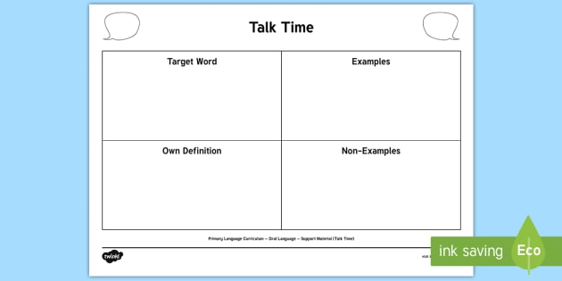 Talk Time – 4 Square - Teaching Resource Worksheet / Worksheet