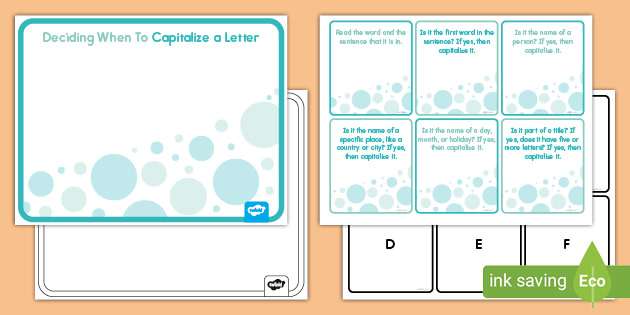 Deciding When To Capitalize a Letter Anchor Chart