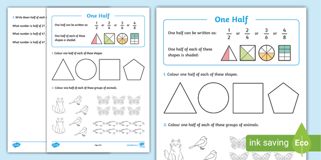 Fractions Halves and Quarters Worksheet - Twinkl Numeracy
