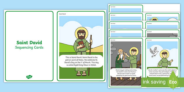 Saint David Story Sequencing Cards (Twinkl-made)