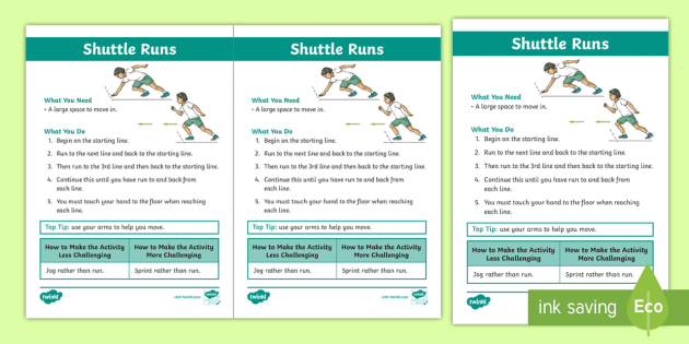 Shuttle Runs Circuit Card Pupil Knowledge Sheet