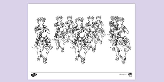 FREE! - Tuvalu Female Dancers Colouring | Colouring Sheets