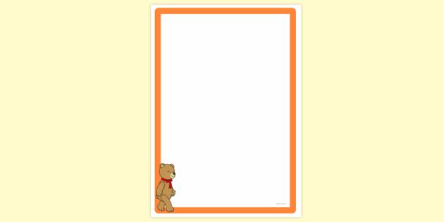Simple Blank Teddy Bear Walking Page Border (teacher made)