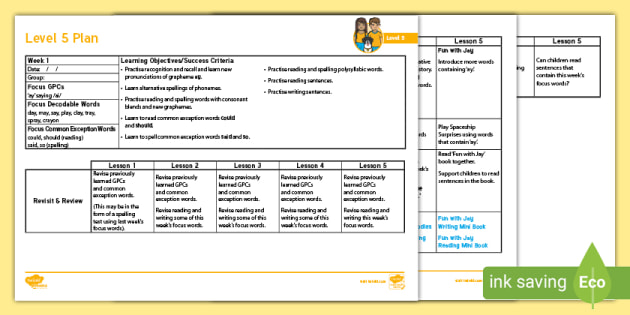 'ay' saying /ai/ Weekly Plan - Level 5 Week 1 (teacher made)