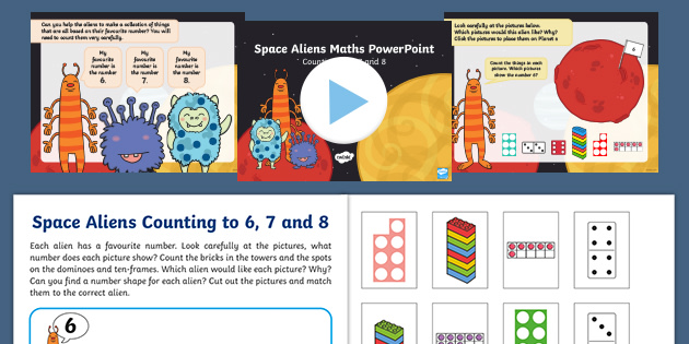 👉 Space Aliens Counting to 6, 7 and 8 Maths Activity Pack