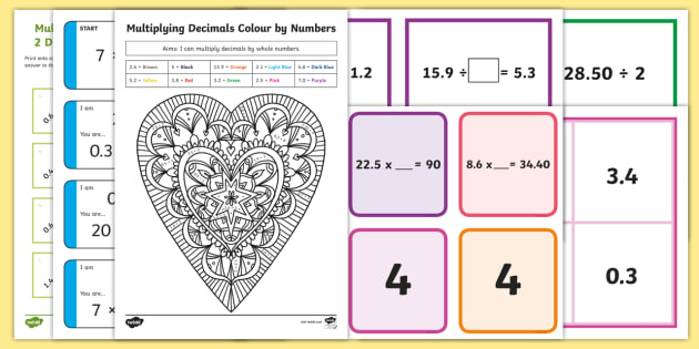 Multiply and Divide Decimals Bingo and Matching Cards Resource Pack