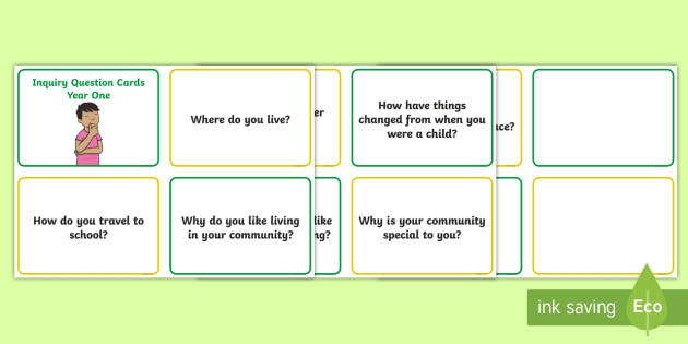 Year One Inquiry Questions Question Cards