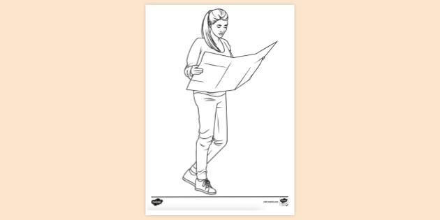 FREE! - Girl Reading Map Colouring Sheet (teacher made)