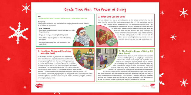 * NEW * The Power of Giving Circle Time Lesson Plan - Mental