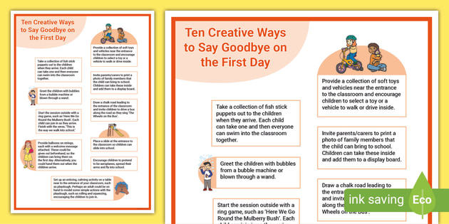 Ten Creative Ways to Say Goodbye on the First Day | Twinkl