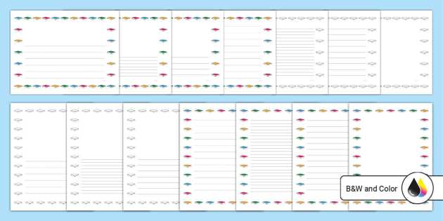 Blank and Lined Journal Writing Pages - Book Border