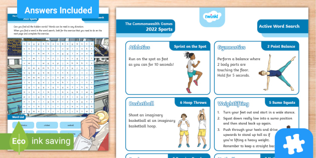 The Commonwealth Games 2022 Sports Active Word Search Puzzle