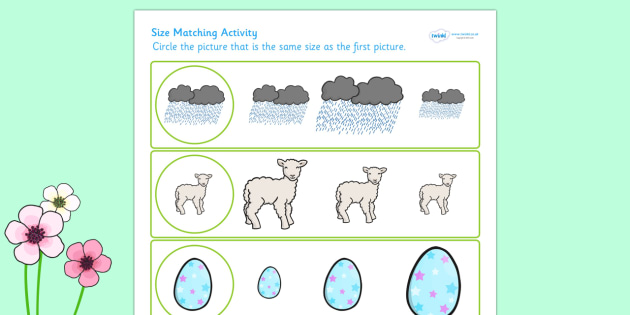Spring Themed Size Matching Worksheet