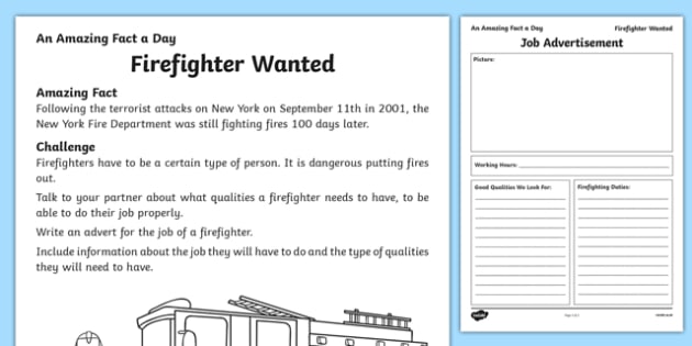 Firefighter Wanted Worksheet / Worksheet, worksheet