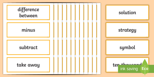 Ages 10-12 Addition and Subtraction Vocabulary Cards