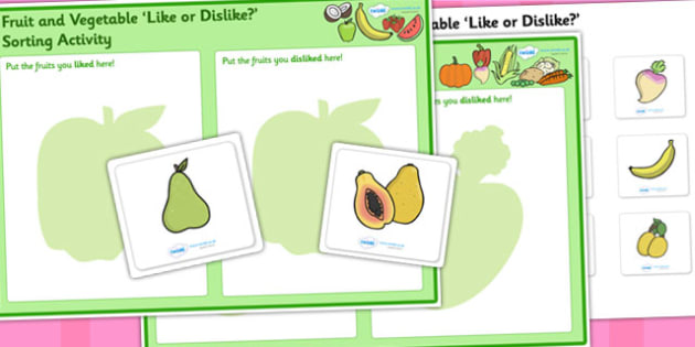 Fruit and Vegetable Like or Dislike Sorting Activity - fruit and vegetables